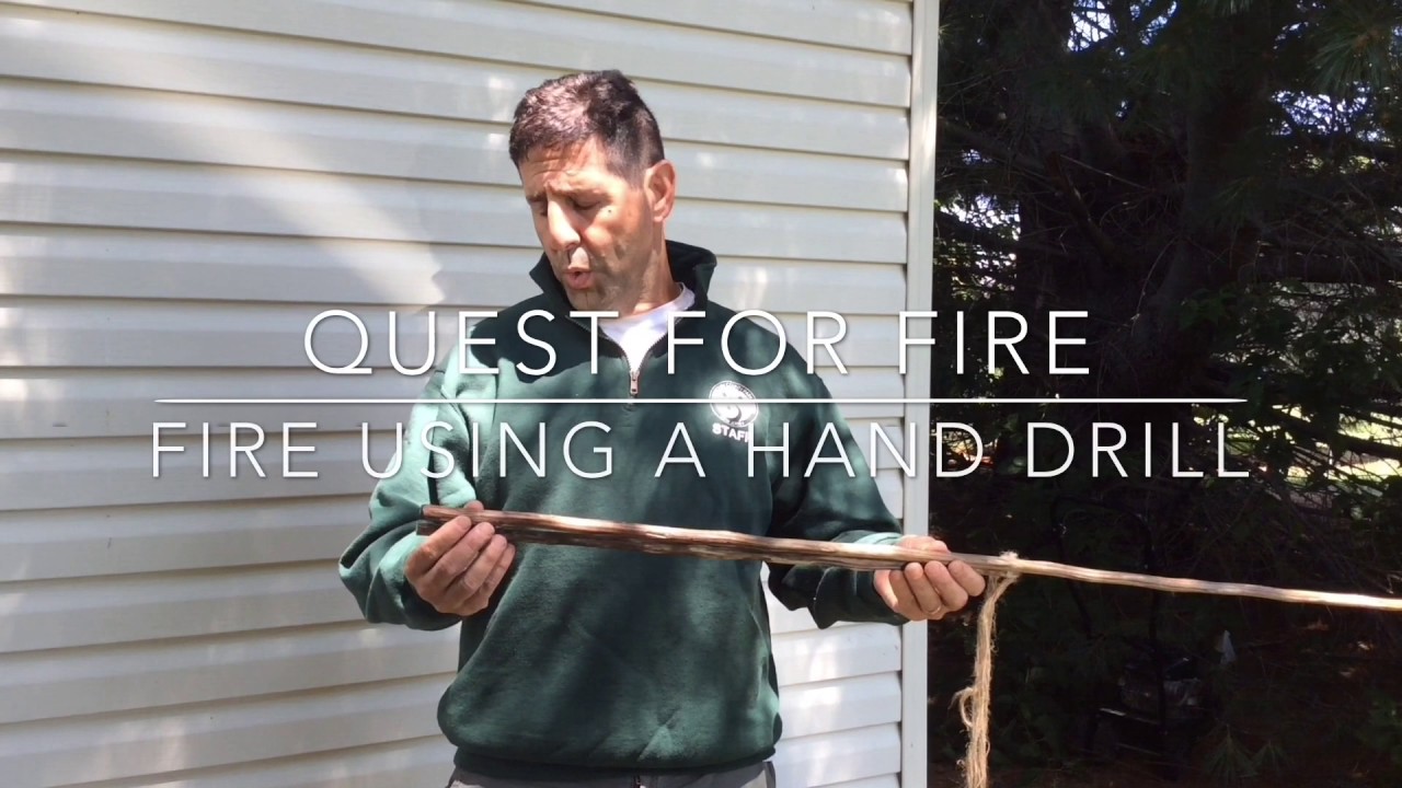 Long hand drill fire making using Mullein - YouTube