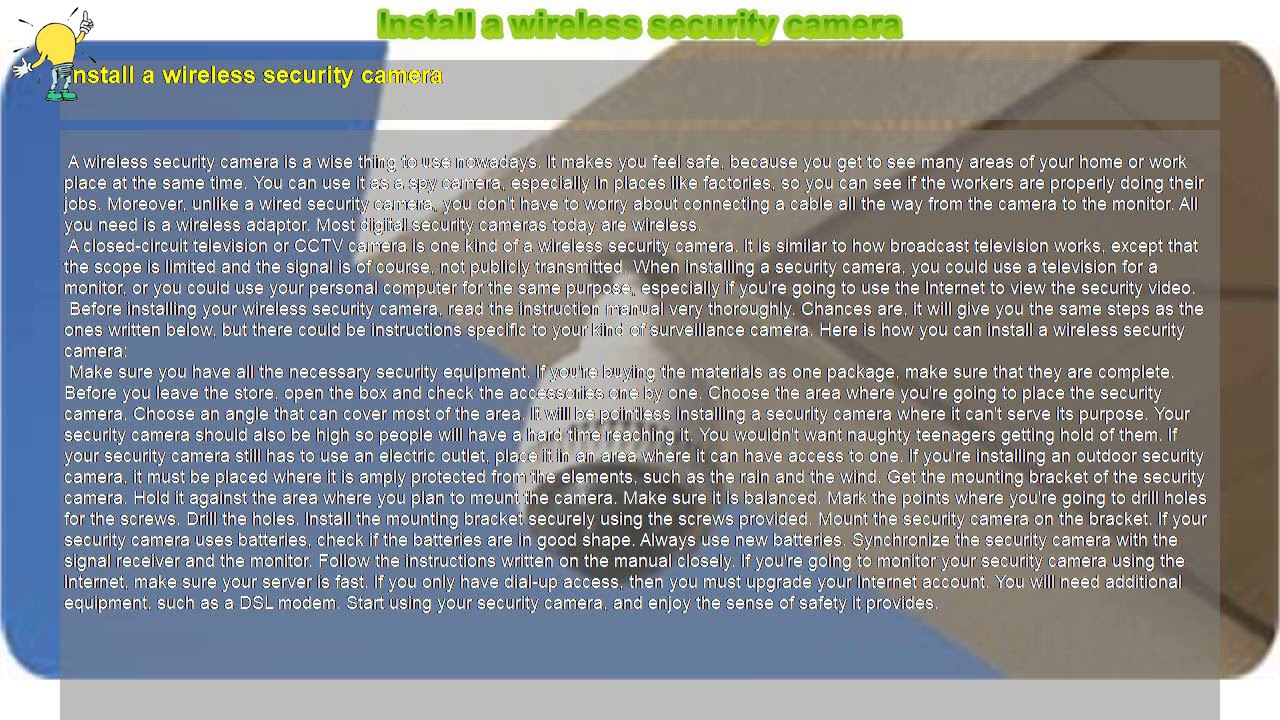 How to : Install a wireless security camera - YouTube