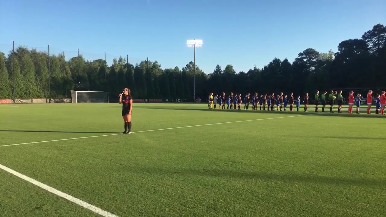 Natalie Goodman sings the national anthem before a game - YouTube