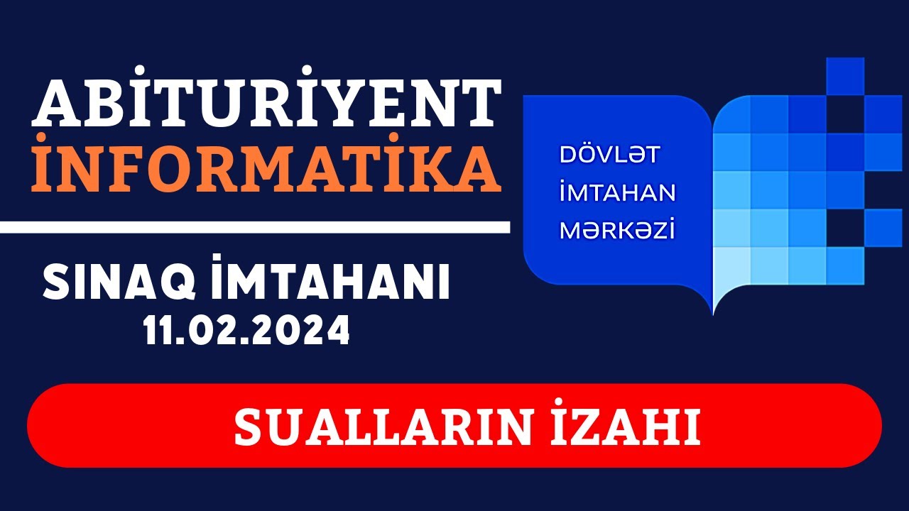 Dİm Abituriyent Sınağı 2024 İnformatika Suallarının Izahı Youtube