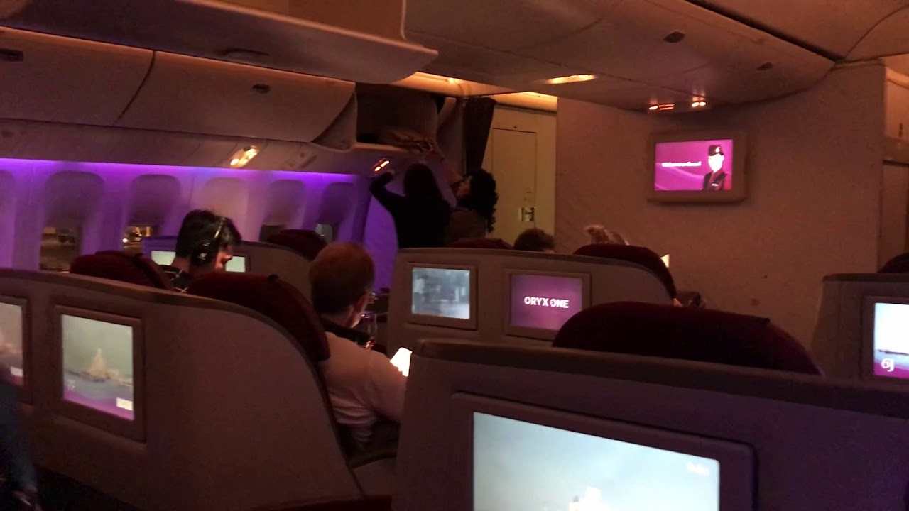 Qatar Airways 777-300ER Business Class [Cabin View] at Bangkok - YouTube