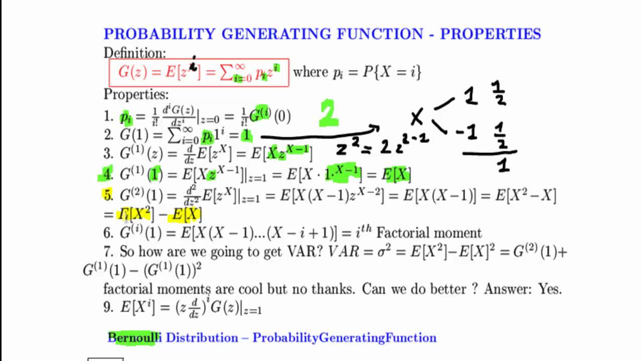 Probability Generating Function 1 Properties YouTube