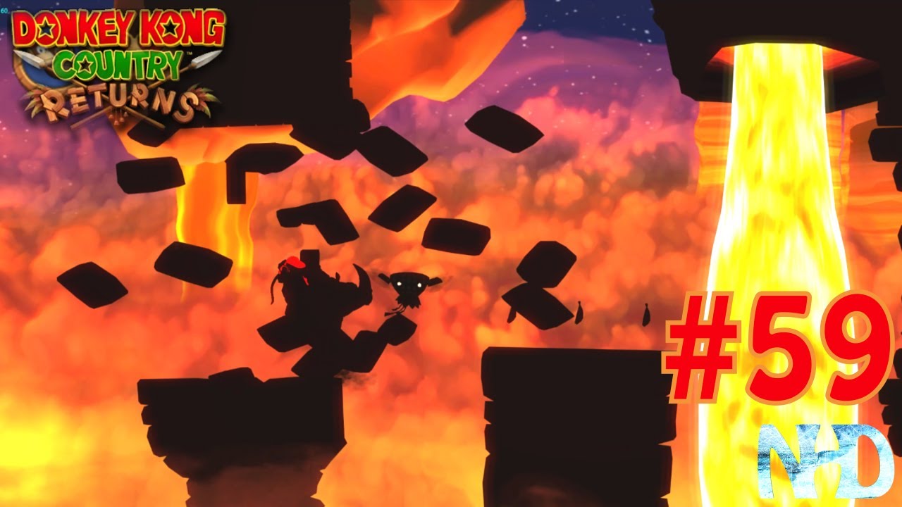Let's Play Donkey Kong Country Returns (pt59) Volcano 8-4 Smokey Peak ...
