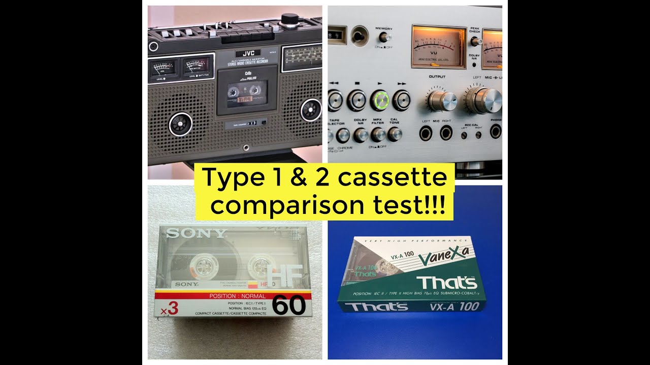 Type 1 & Type 2 cassette comparison, recorded on rebiased Jvc 9475 and ...