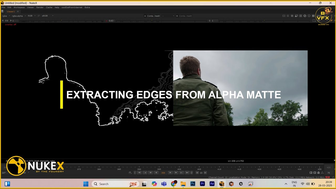 how to extract edges from alpha mattes in Nuke X in hindi | BAJRANGI ...