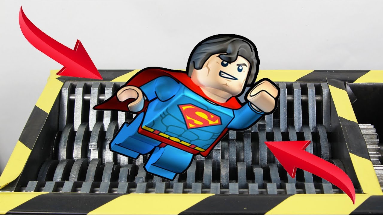 Experiment Shredding Lego Superman Toys And Fruits | The Crusher - YouTube