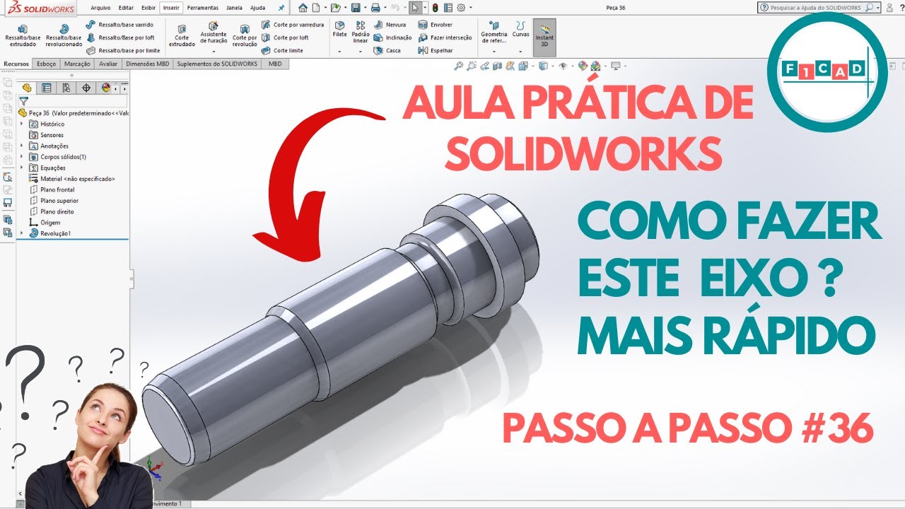 Como fazer Eixo no Solidworks aprendendo na Prática # 36 - Vídeo aula ...
