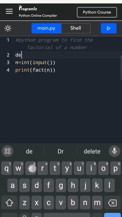 #factorial of a number using python😛 - YouTube