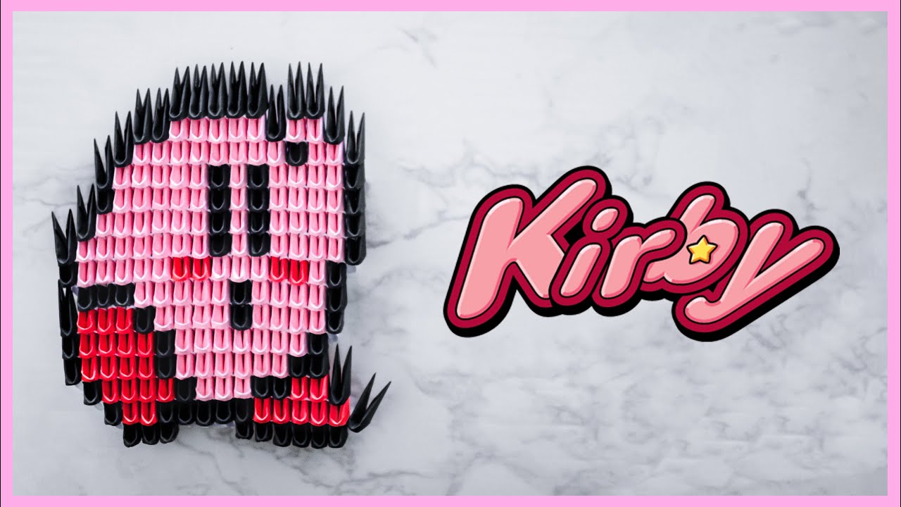 How to Make 3D Origami Pixel Art Kirby (1/32 Size Tutorial) - YouTube