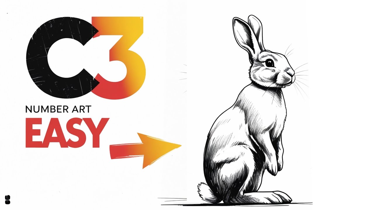 How to draw rabbit drawing from C3 number easy step by step | Devendra ...
