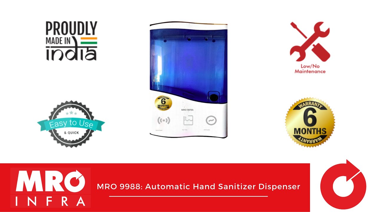 Automatic Hand Sanitizer Dispenser | MRO 9988 | MRO INFRA LLP - YouTube