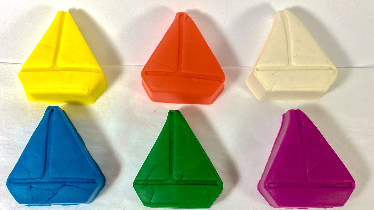 Learn Colors and Numbers with 6 Play Doh Modelling Clay ship and shapes ...