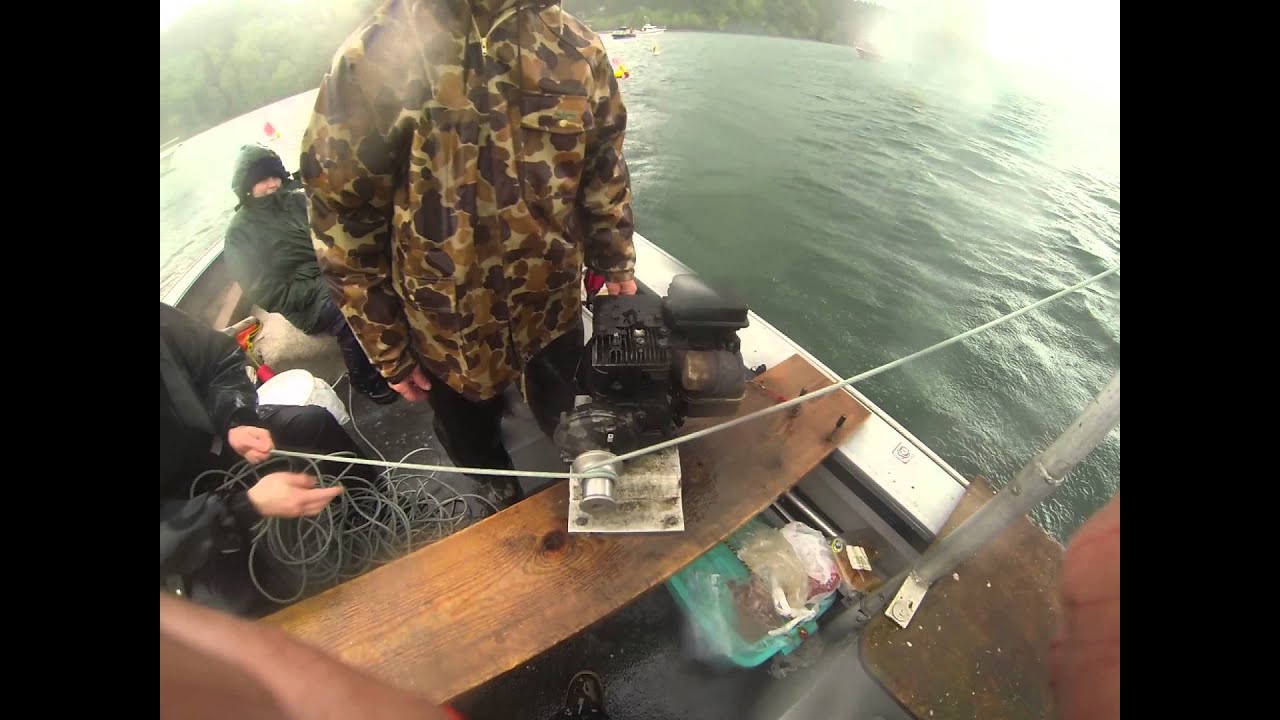 Shrimp pot puller - YouTube