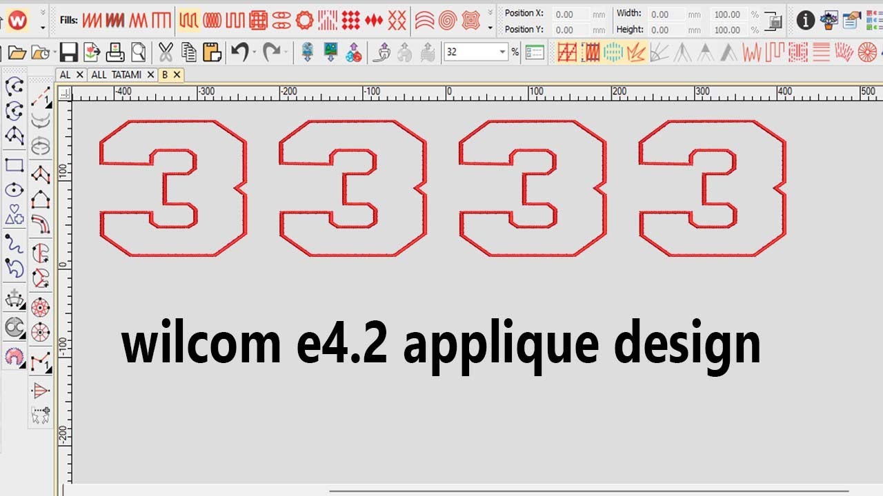 wilcom e4 2 applique design bangla tutorial - YouTube