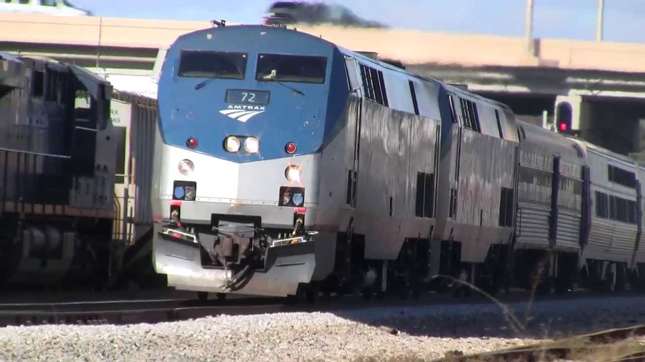 Amtrak 72 leads 97 Silver Meteor in Orlando, FL 11/27/13 - YouTube