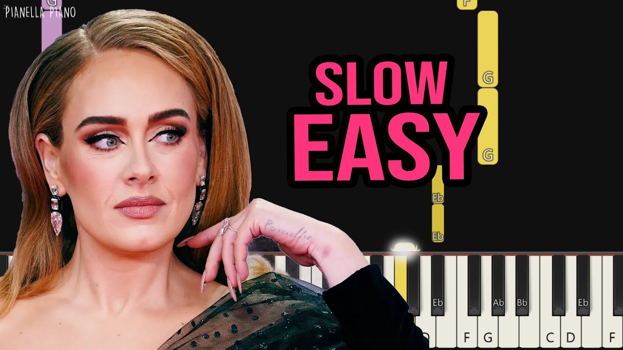 Adele - Rolling in the Deep | SLOW EASY Piano Tutorial by Pianella Piano - YouTube