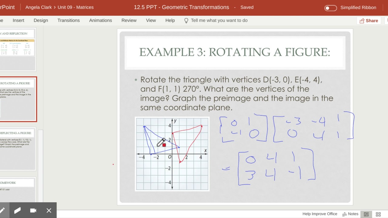 12.5 Part 3 Geometric Transformations: Rotation and Reflection - YouTube