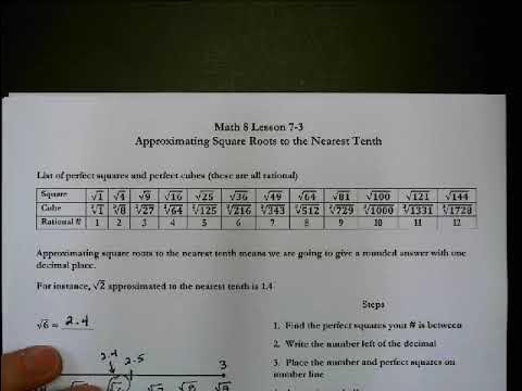 Math 8 Lesson 7-3 Approximating Square Roots to the Nearest Tenth - YouTube