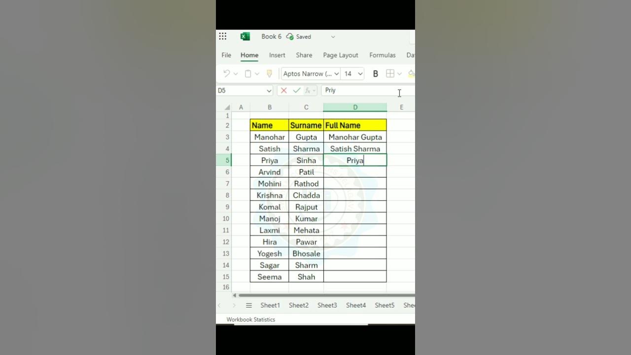 Flash Fill | Full Name | Excel tip #shortsfeed @SwayamComputers - YouTube