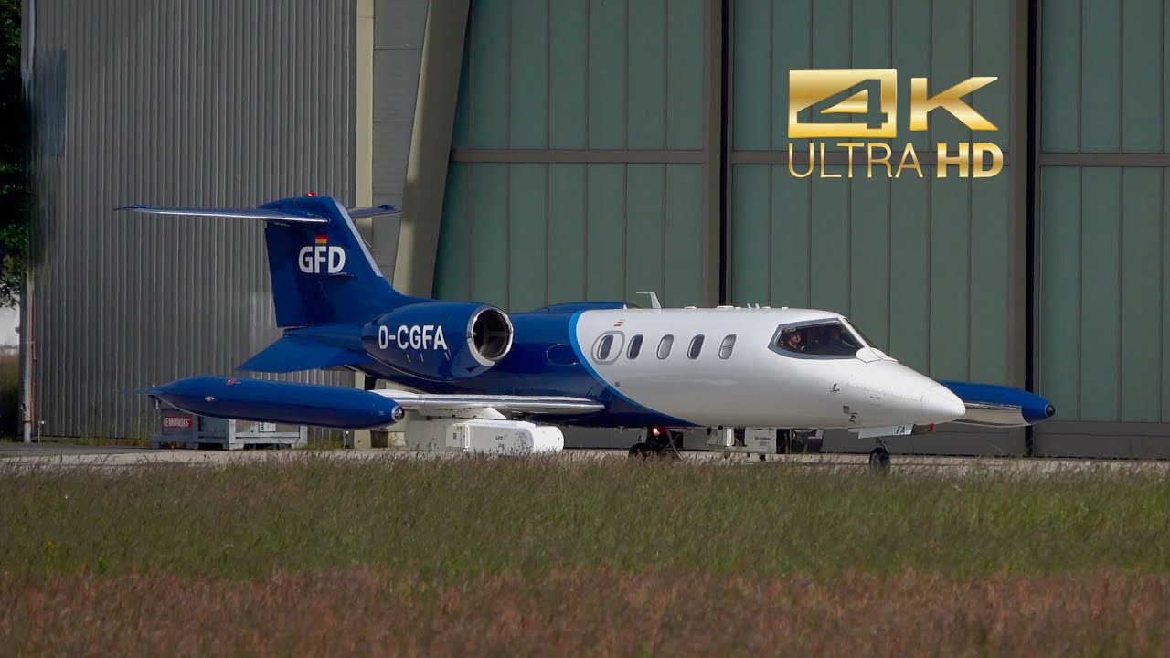 Learjet 35A from GFD GmbH D-CGFA departure Schleswig Jagel Air Base ETNS NTM 24 - YouTube