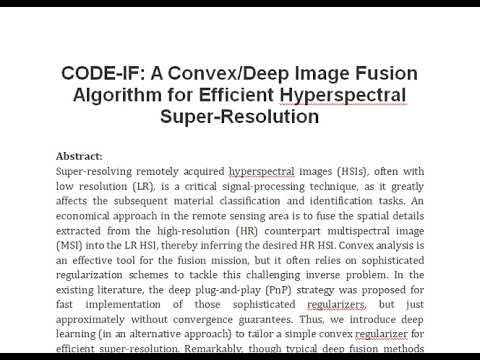 CODE IF A Convex Deep Image Fusion Algorithm for Efficient ...