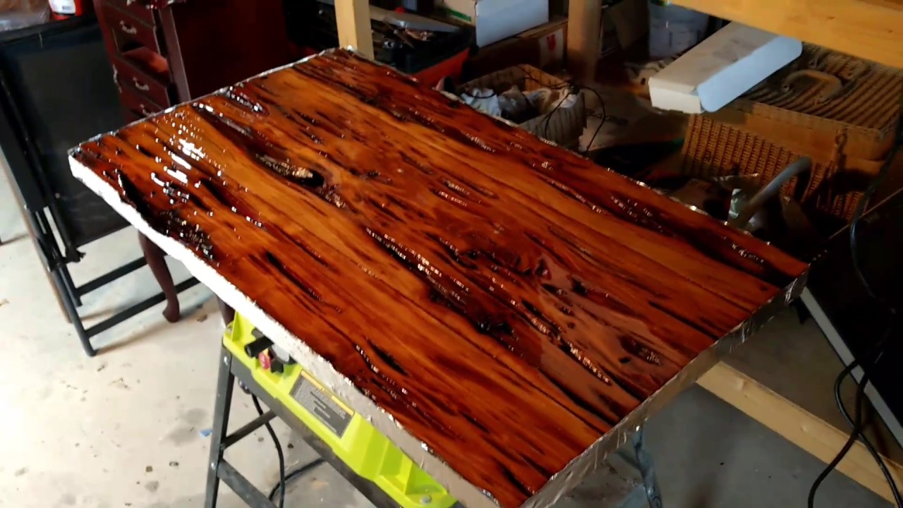 Cypress table in resin - YouTube