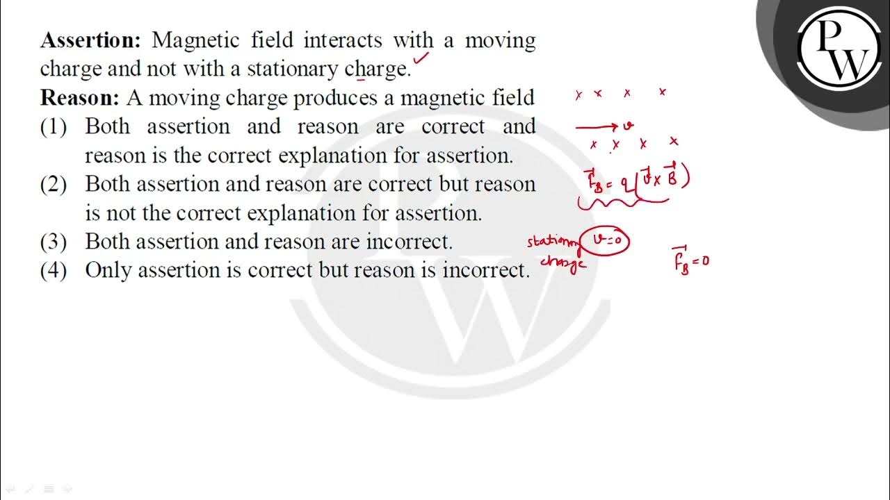 Assertion: Magnetic field interacts with a moving charge and not with a stationary charge. Reaso ...