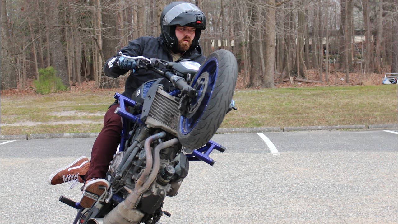 How to build an fz07 stunt bike + lot riding - YouTube