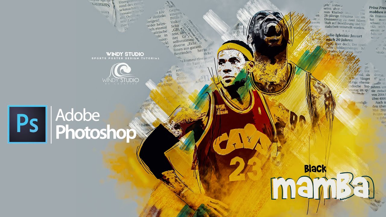 Adobe Photoshop Tutorial l Sports Poster Design l Paint Effect Easy ...