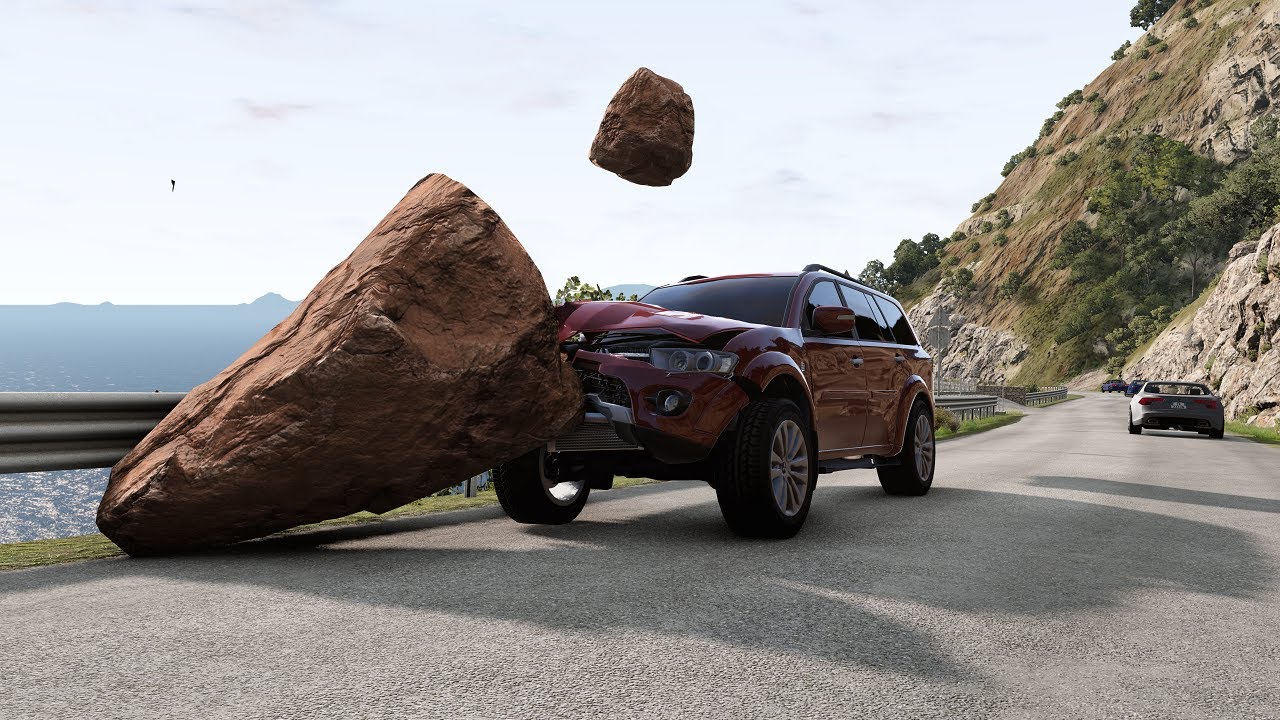 Family Car Struck by Rock Avalanche on Mountain Road - YouTube