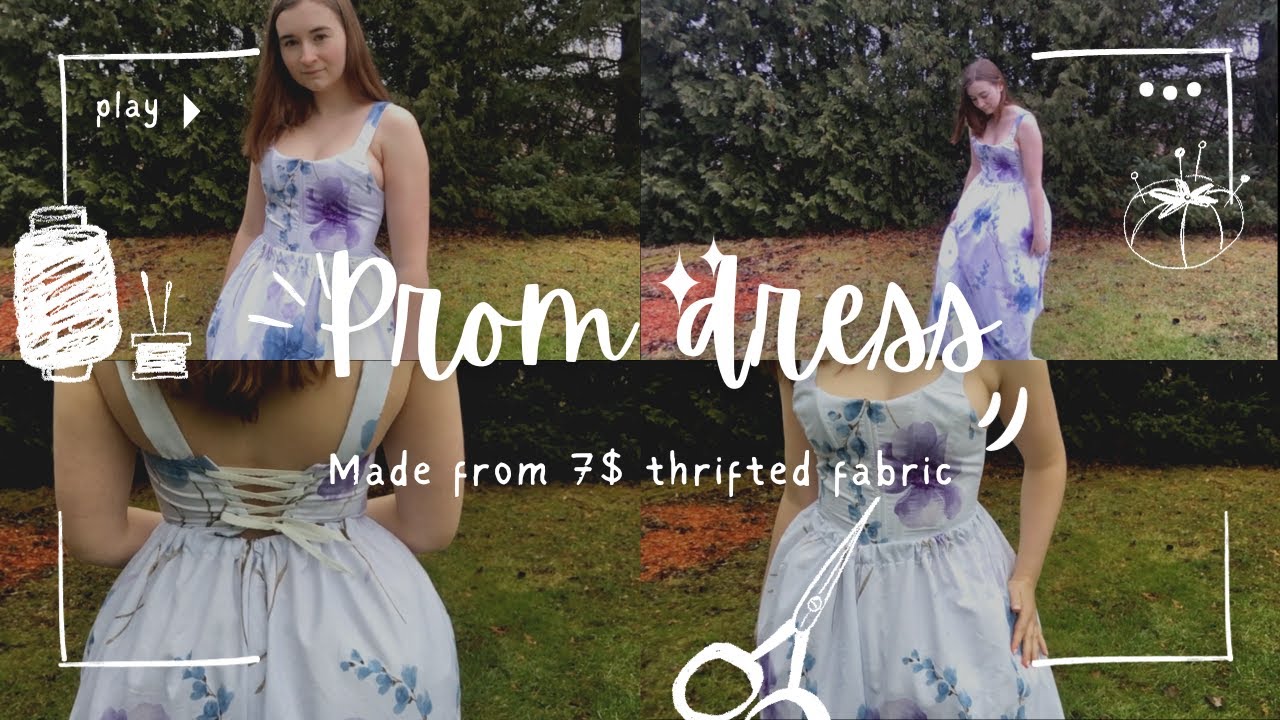 DIY I MADE A PROM DRESS FROM THRIFTED FABRIC - YouTube