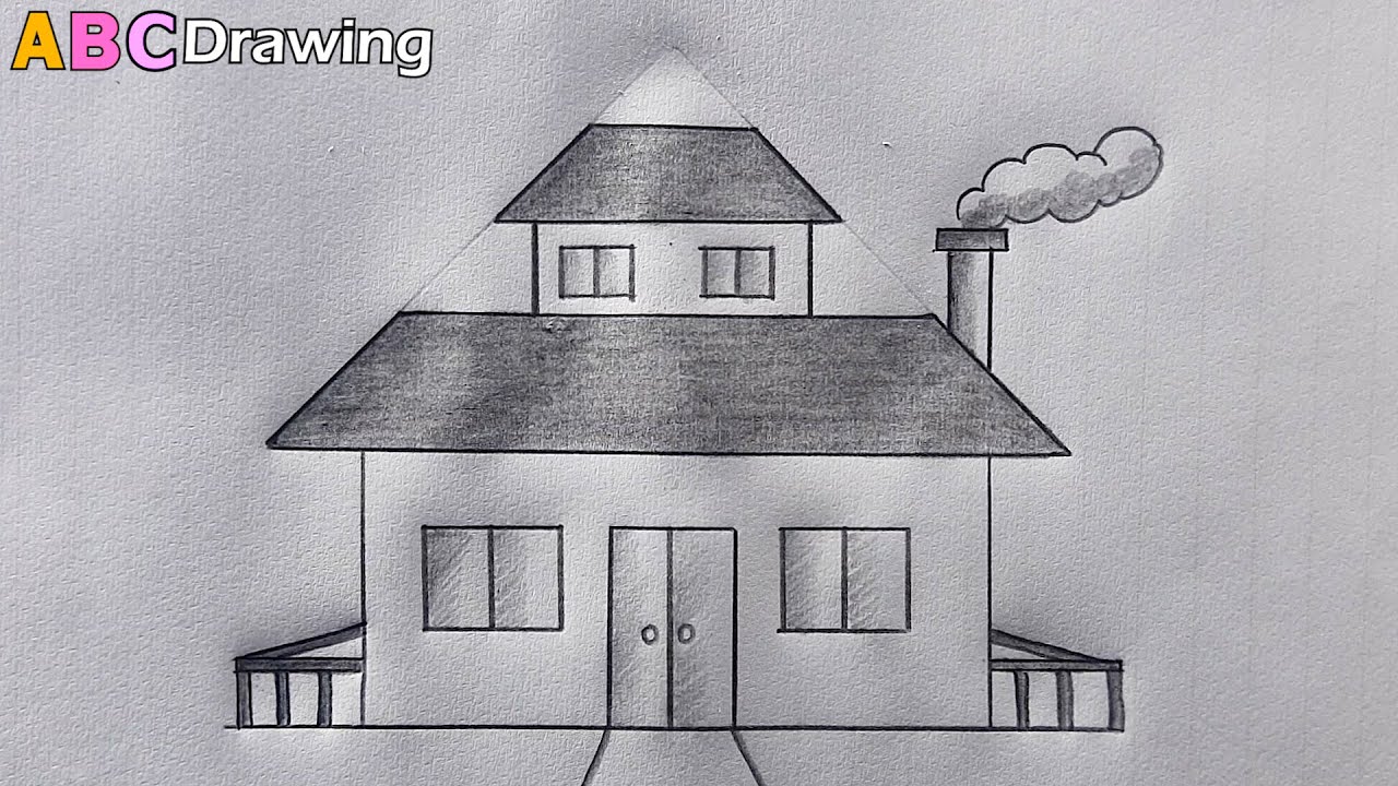 Beautiful House Drawing | Drawing With Only Pencil | Easy And Beautiful ...
