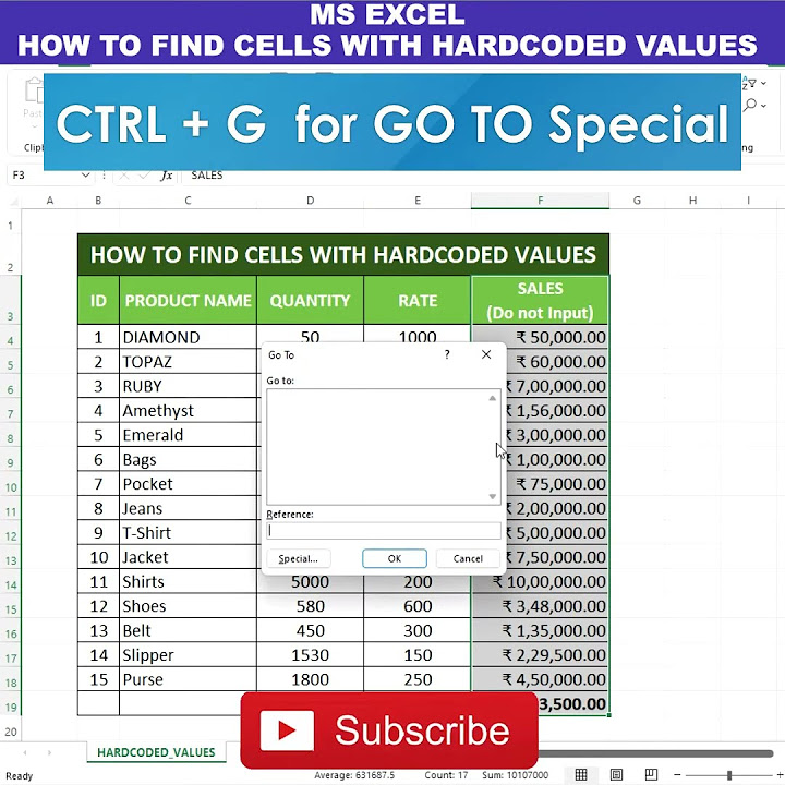 #EXCEL HOW TO FIND CELLS WITH HARDCODED VALUES | WHERE IS MY FORMULA? | GO TO SPECIAL OPTION # ...