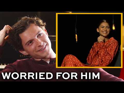 Tom Holland reacts to Zendaya worrying about him in the Spider-Man suit