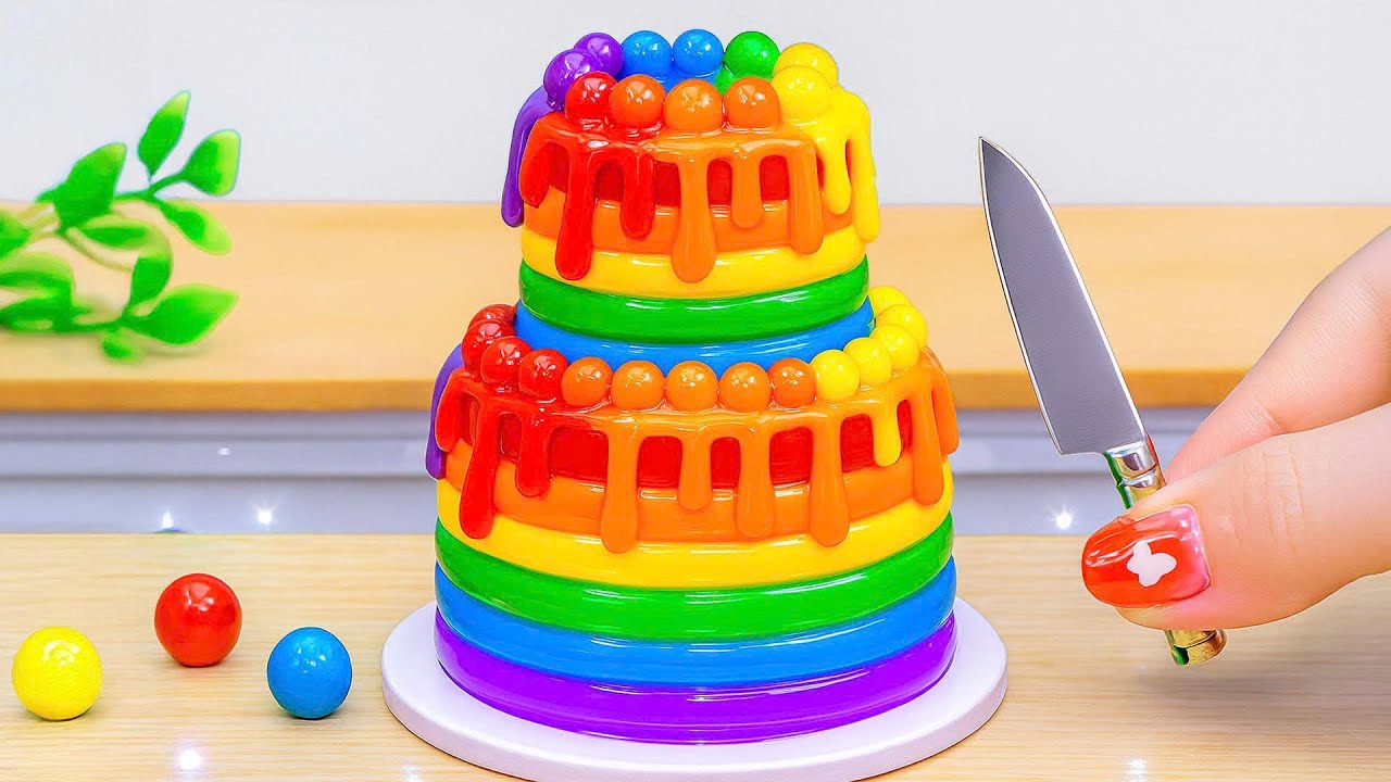 Rainbow Cake Recipe With Chocolate | Stunning Mini Rainbow Cake ...