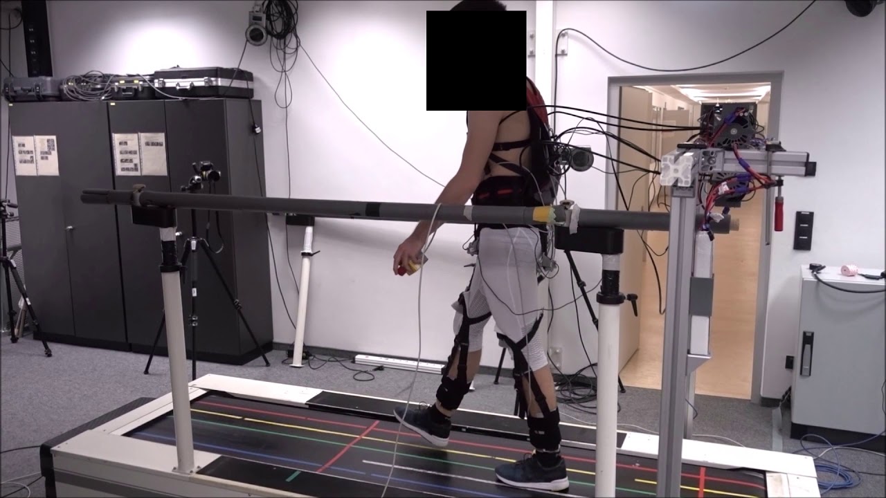 Exoskeleton simulator used to manipulate the hip during treadmill ...