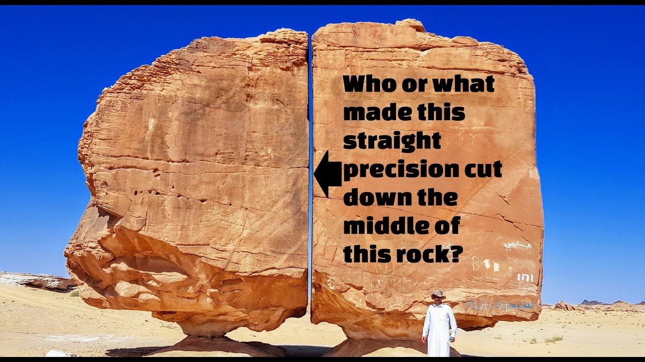 Something made straight precision cut down the middle! Al Naslaa Rock ...