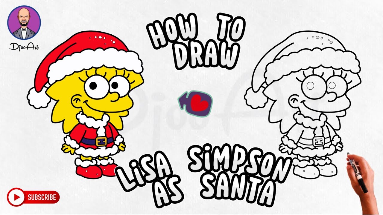 How to Draw and Color Lisa Simpson as Santa Simply | Christmas - YouTube