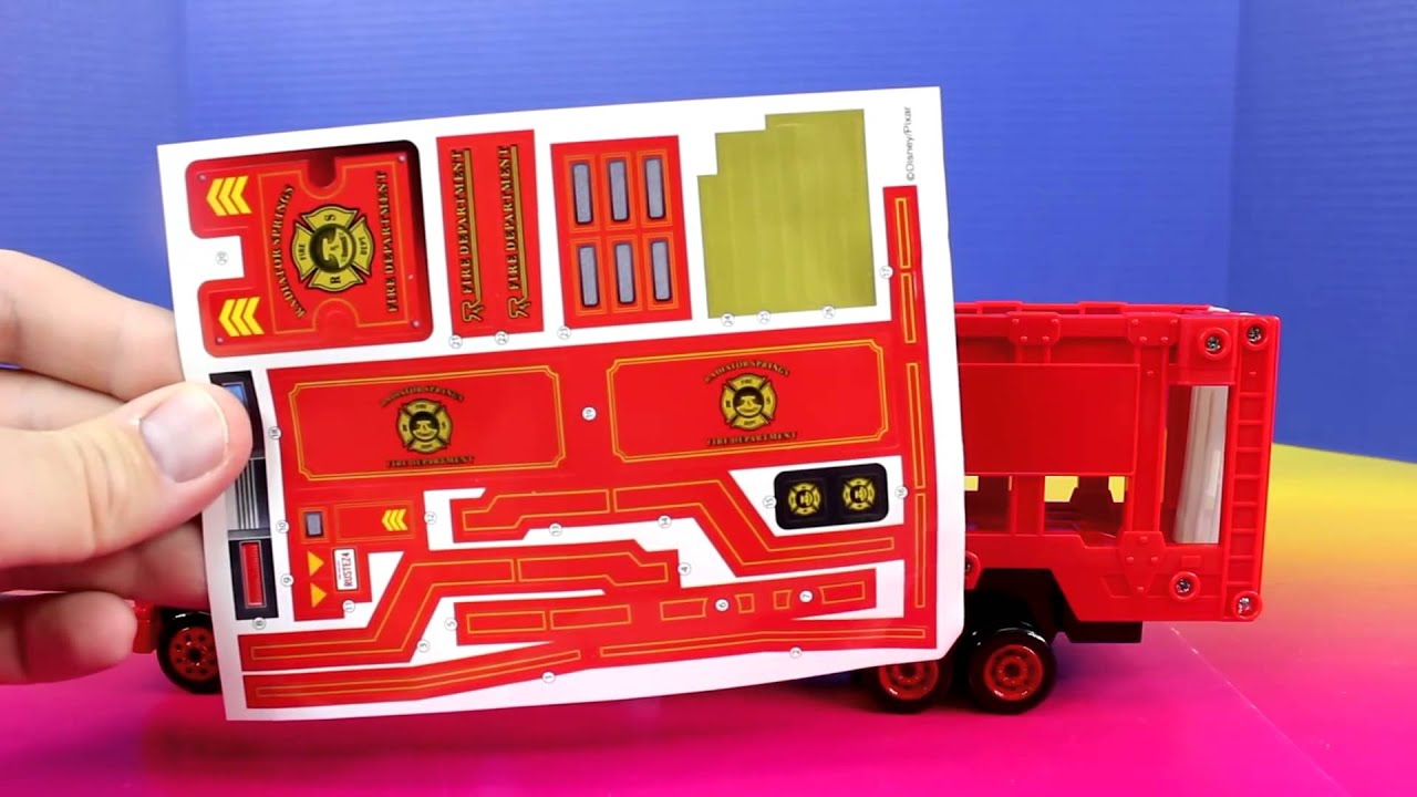[Disney] Pixar Cars Fire Rescue Squad Mack Hauler With Tomy Lightning ...
