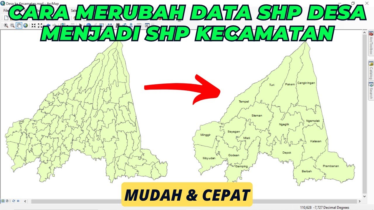 Cara Konversi File SHP Desa Menjadi SHP Kecamatan di ArcGIS | Tutorial ...