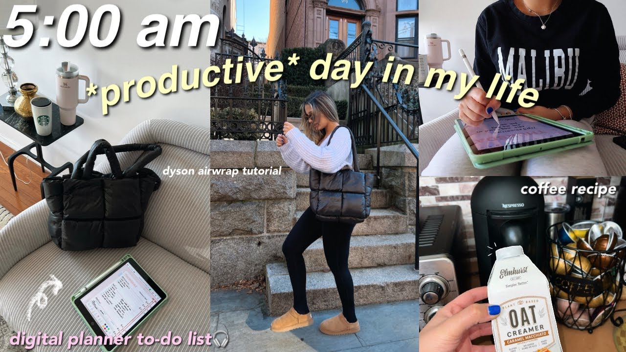 5am day in my life *productive* | digital planner to-do list, dyson ...