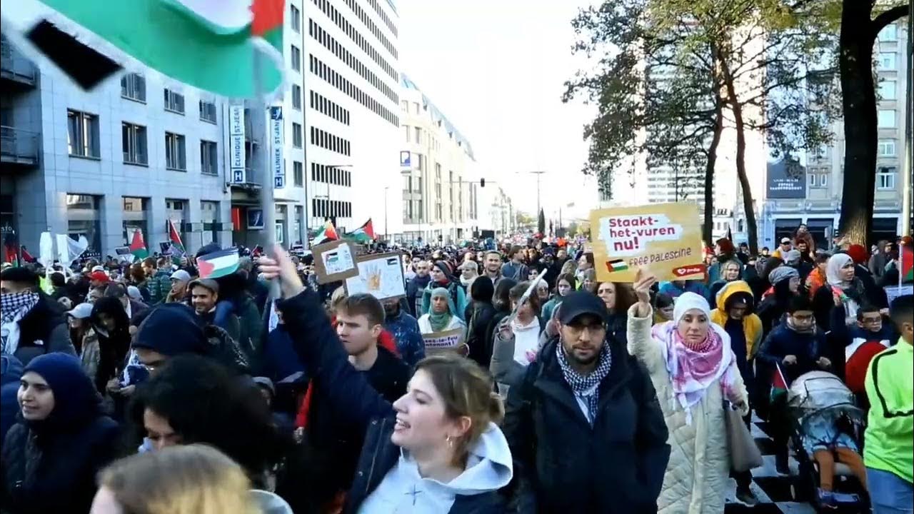 مقاطع من مظاهرة بروكسل بلجيكا مساندا ل غ ز ة غزة Palestine فلسطين غزة