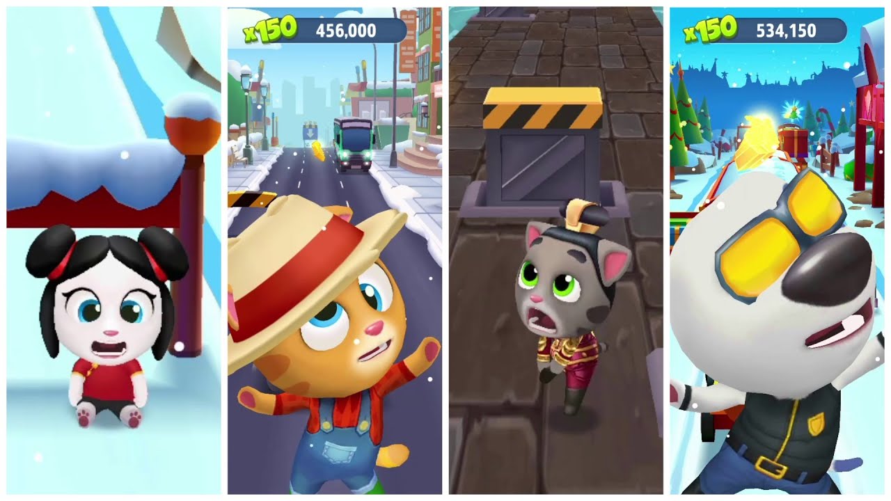 Talking Tom Gold Run 100 Funny Fails - YouTube