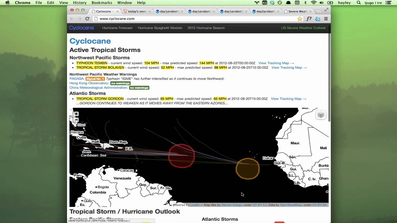 Aug 20 - Tropical Storm Gordon, Typhoon Tembin, TS, Bolaven, Isaac ...