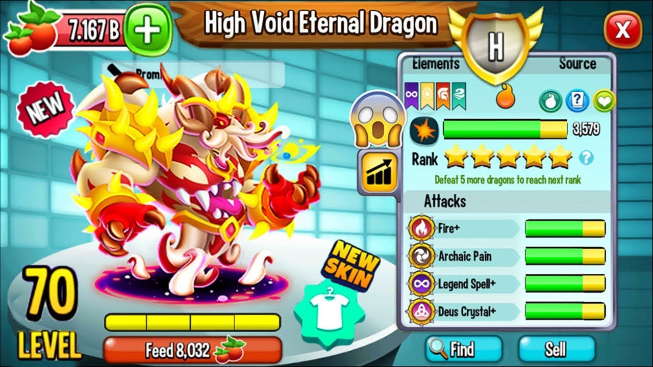 HIGH VOID ETERNAL DRAGON 5 🌟 LV 70 + REAPER PERK | DRAGON CITY - YouTube