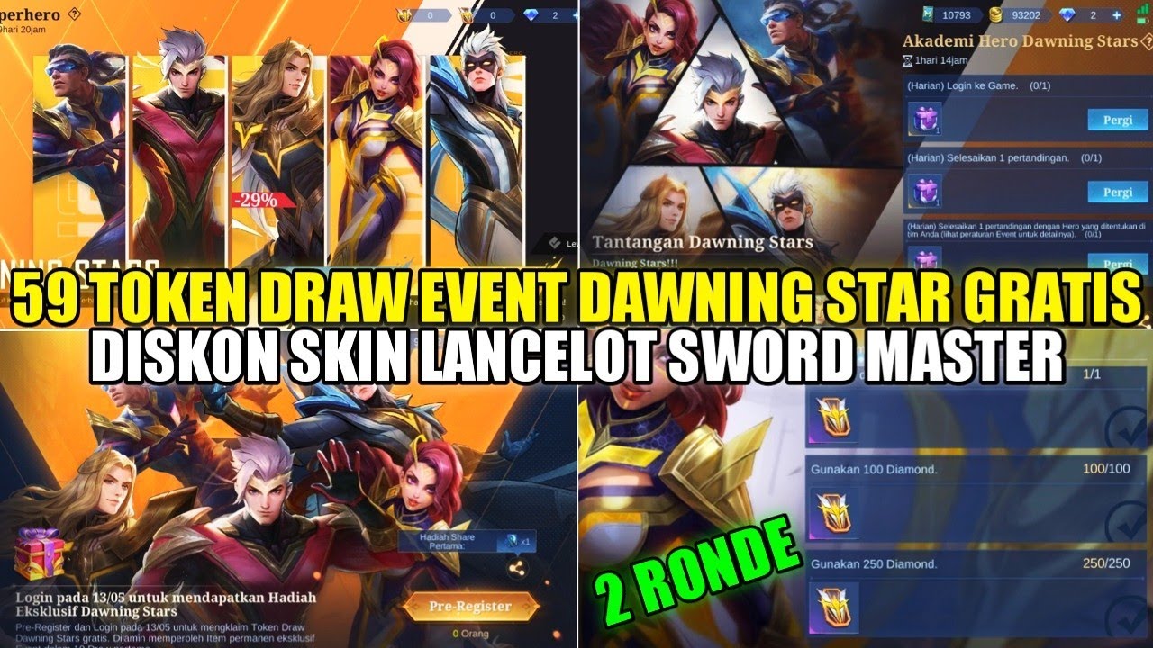 TOTAL 59 TOKEN DRAW GRATIS EVENT DAWNING STAR 2 RONDE!! DISKON SKIN ...