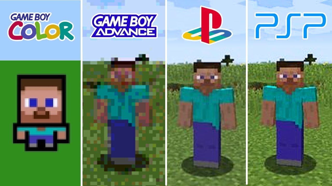 Minecraft (2011) GBC vs GBA vs PS1 vs PSP | Graphics Comparison - YouTube