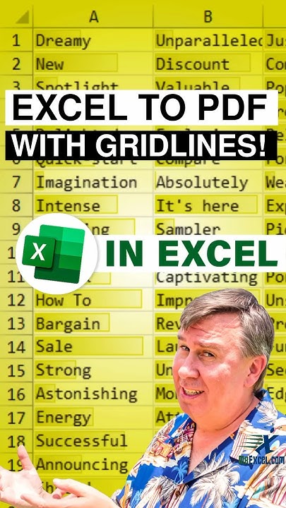 Excel - Export to PDF with Gridlines and Row & Column Labels - YouTube