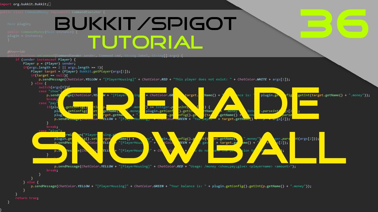 Minecraft Bukkit/Spigot Plugin Tutorial #36: Grenade snowball - YouTube