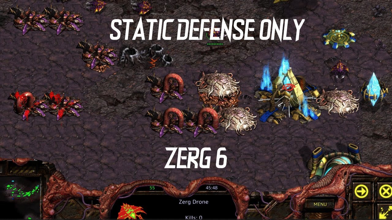 Starcraft 1 - Static Defense Only Challenge Run - Zerg Mission 6 - The ...